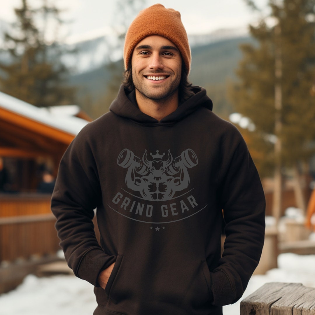 Grind Gear Hoodie. Moose and Muscles Sweatshirt. Gym Workout Hoodie ...