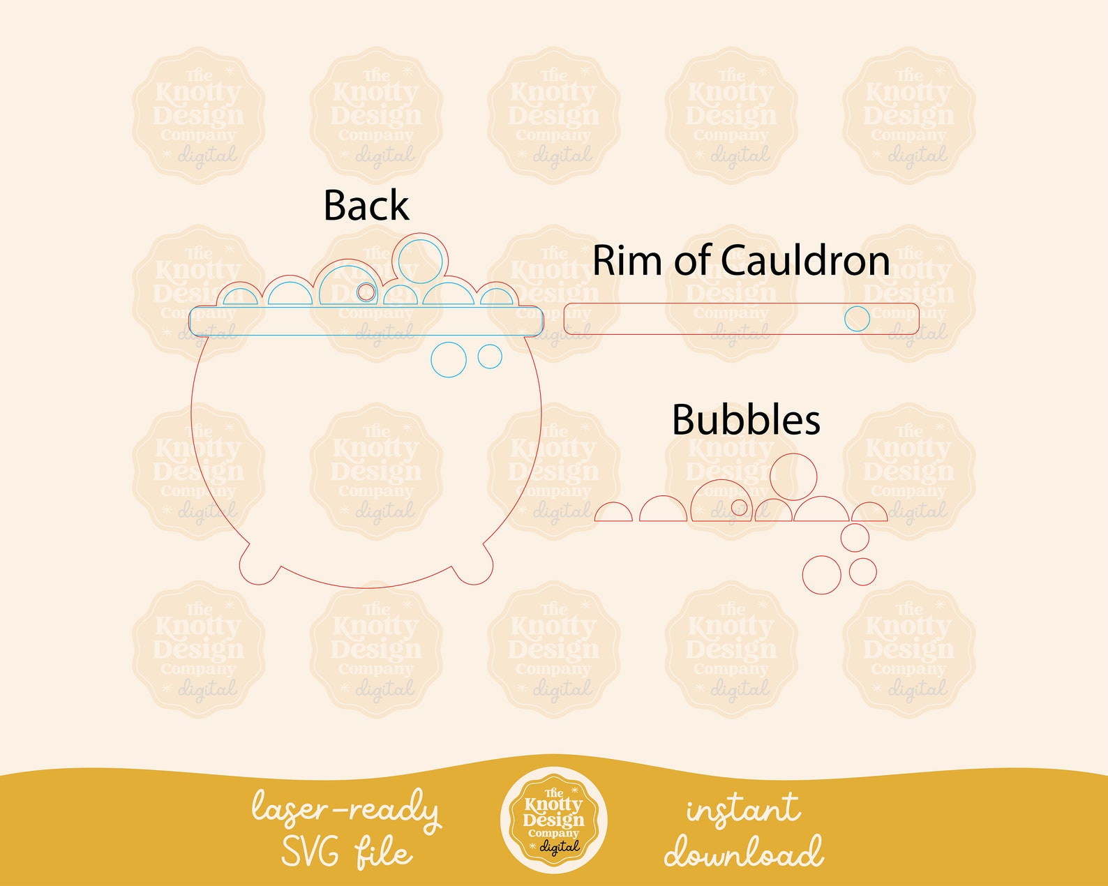 Bubbling Cauldron Boo Basket Tag SVG File, Halloween Tag Laser File ...