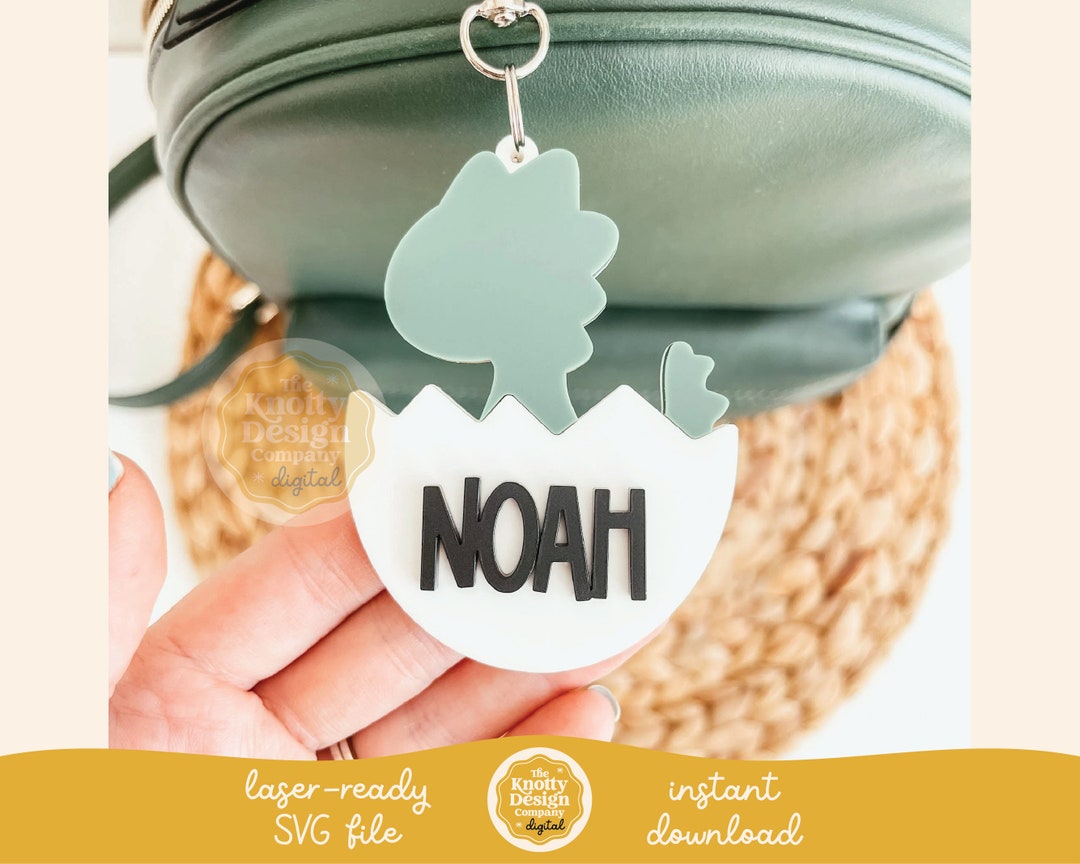 Dinosaur Backpack Tag Laser SVG File, Boys Backpack Tag SVG, Back to ...