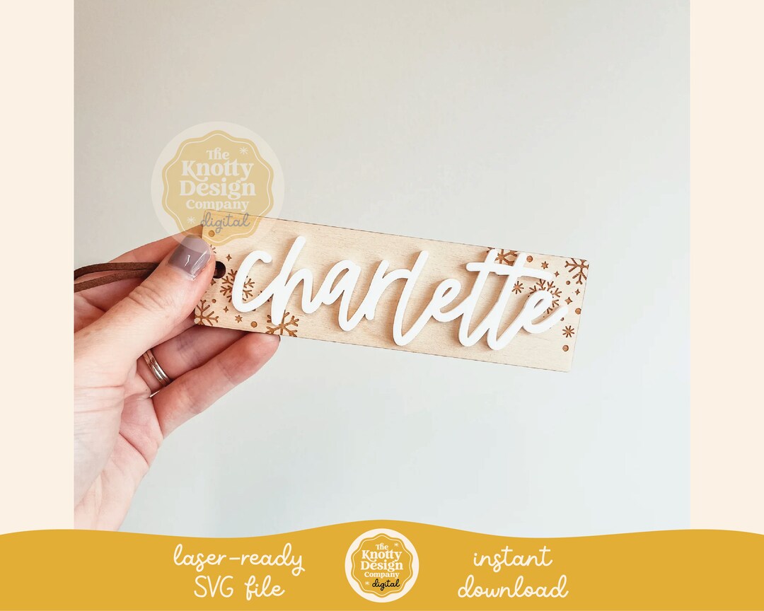 Snowflake Stocking Tag SVG File, Christmas Tag Laser File, Christmas ...