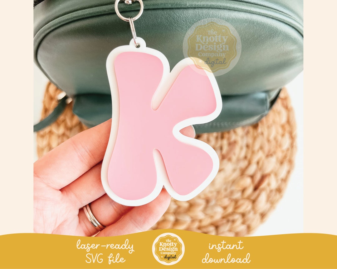 Retro Letter Backpack Tag Laser SVG File, Groovy Backpack Tag SVG, Back ...