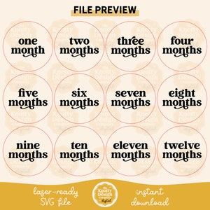 Retro Font Milestone Set SVG File, Baby Milestone Set SVG, Baby Monthly ...