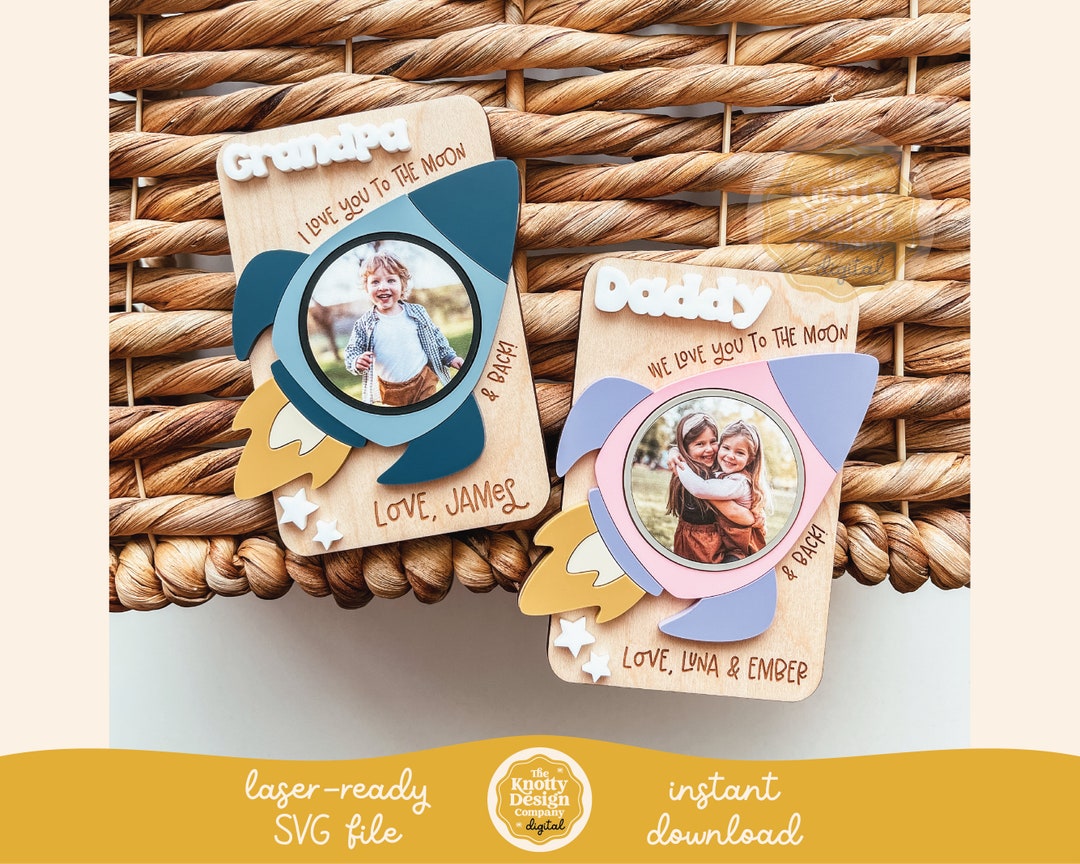 Imán con marco de fotos SVG para el Día del Padre, Imán con foto SVG ...