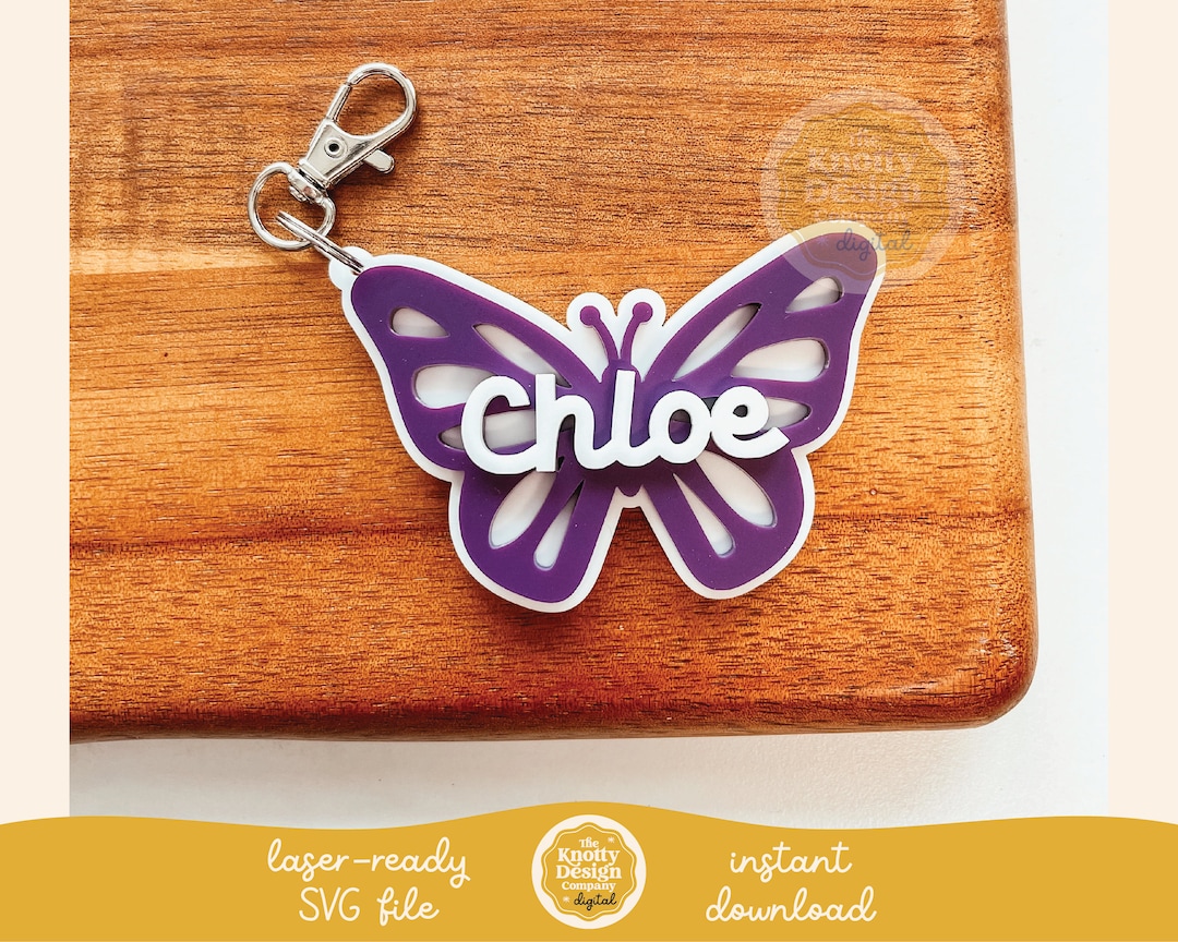 Butterfly Shaped Backpack Tag Laser SVG File, Cute Backpack Tag SVG ...