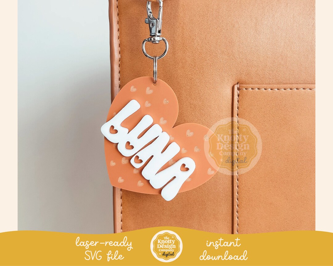 Heart Shaped Backpack Tag Laser SVG File, Groovy Backpack Tag SVG, Back ...