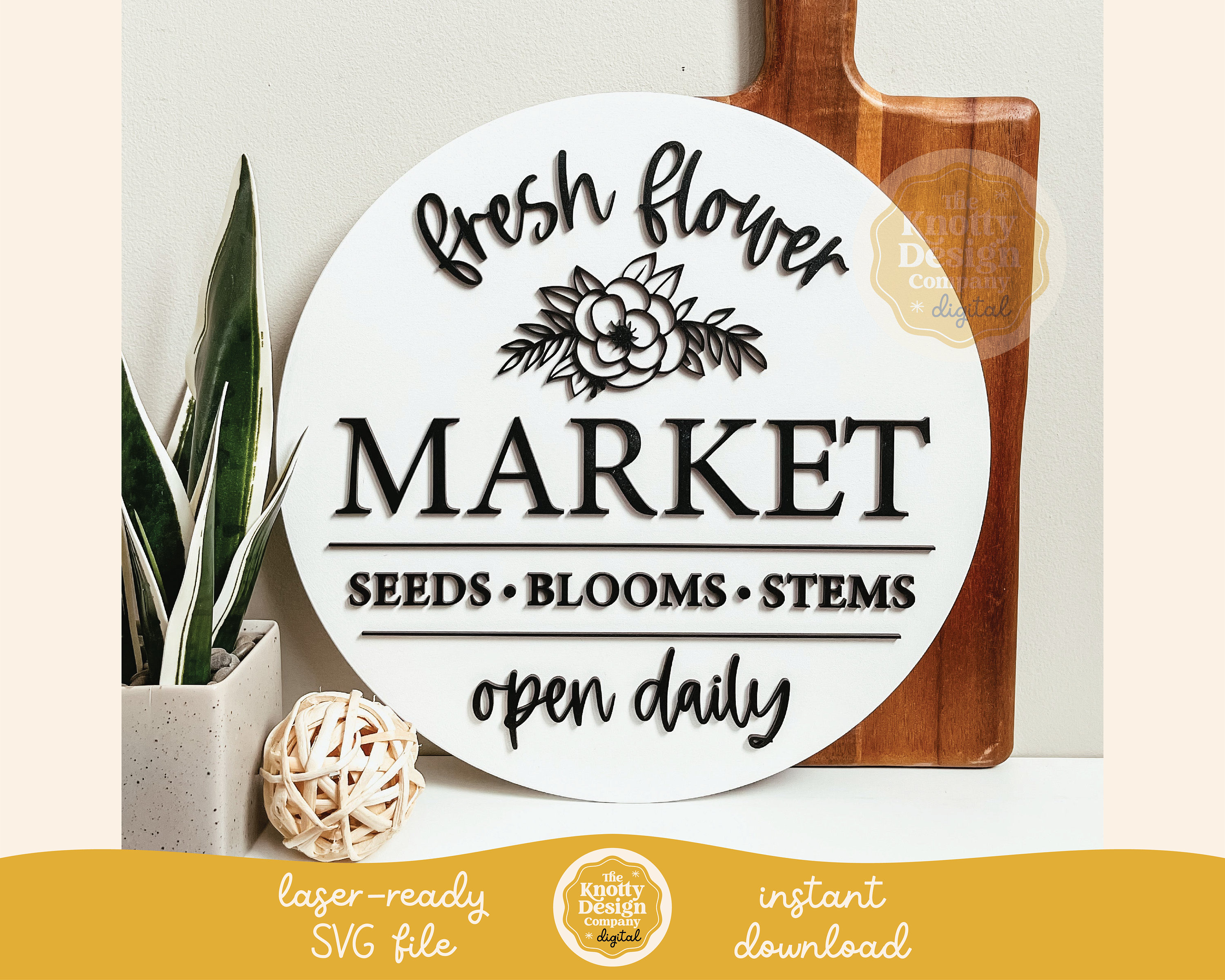 Fresh Flower Market Sign SVG, Spring Laser Sign SVG, Spring Sign SVG ...