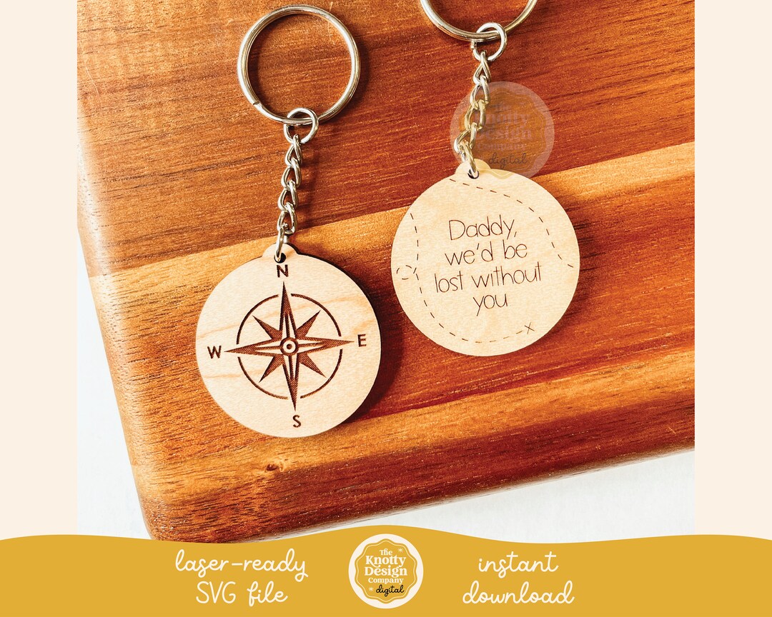 Dad Keychain Laser SVG File, Dad Compass Keychain Laser SVG File, Father's Day Keychain SVG ...