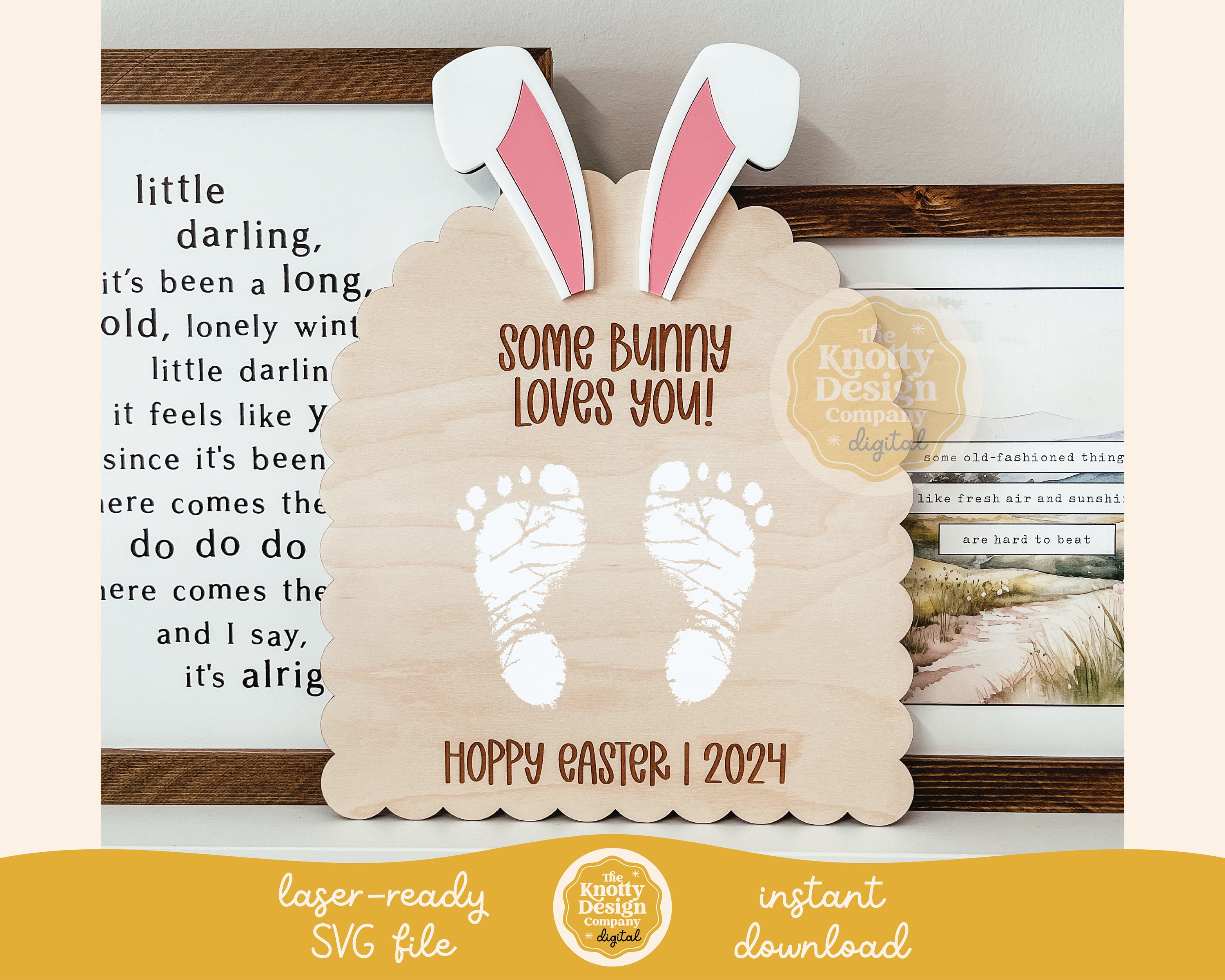 Some Bunny Loves You Footprint Sign SVG, Easter Footprint Sign Laser ...