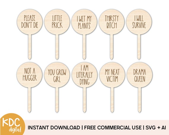 Plant Stake Bundle Laser File Plant Stake SVG Plant Marker - Etsy