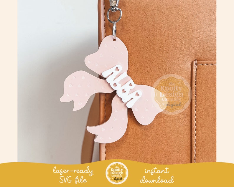 Bow Shaped Backpack Tag Laser SVG File, Cute Backpack Tag SVG, Back to ...