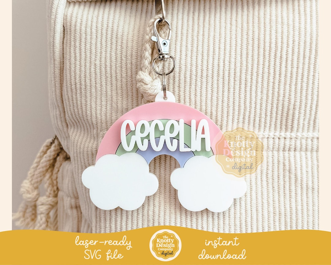 Rainbow Backpack Tag Laser SVG File, Summer Backpack Tag SVG, Back to ...