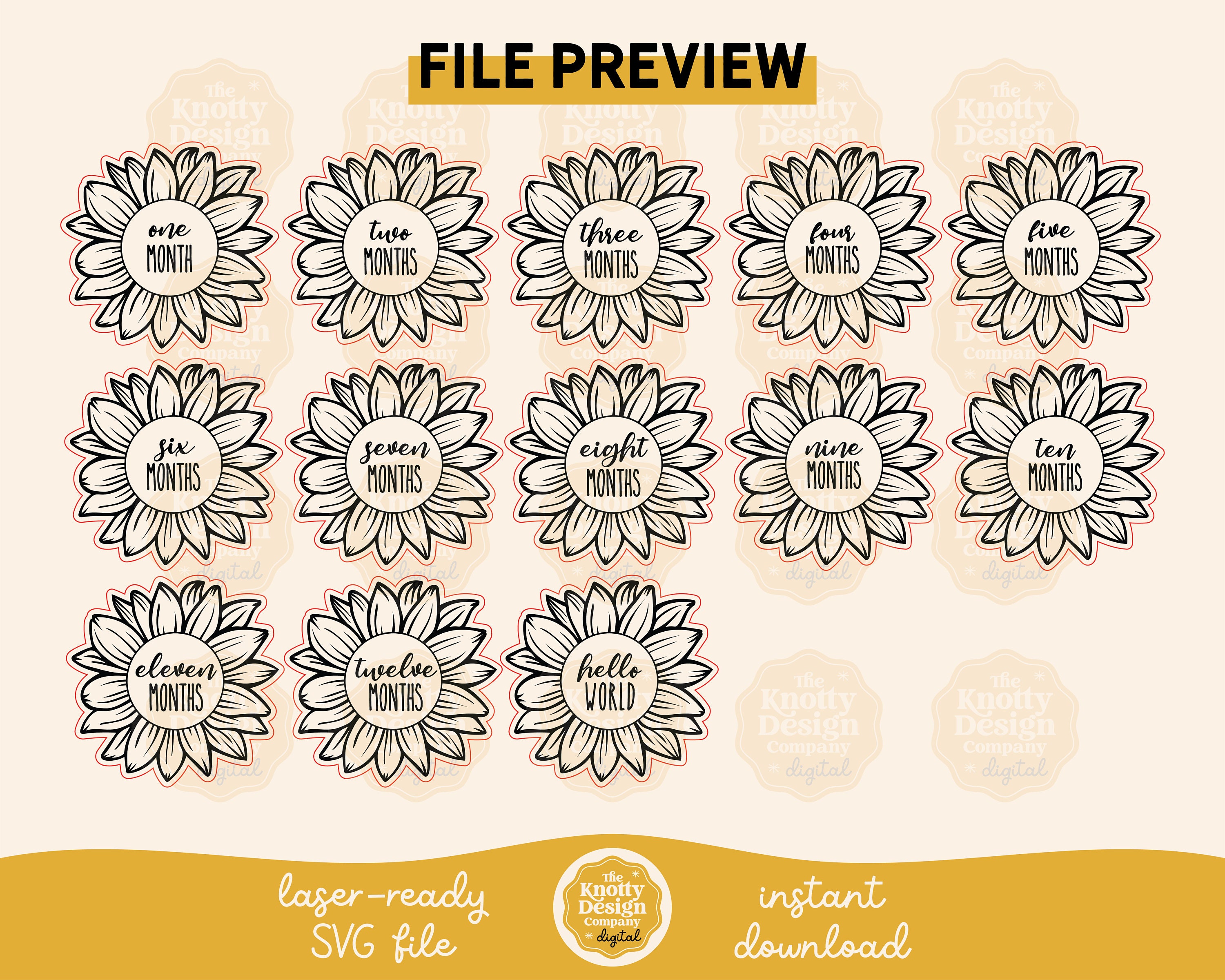 Sunflower Milestone Set SVG File, Baby Milestone Set SVG, Baby Monthly ...