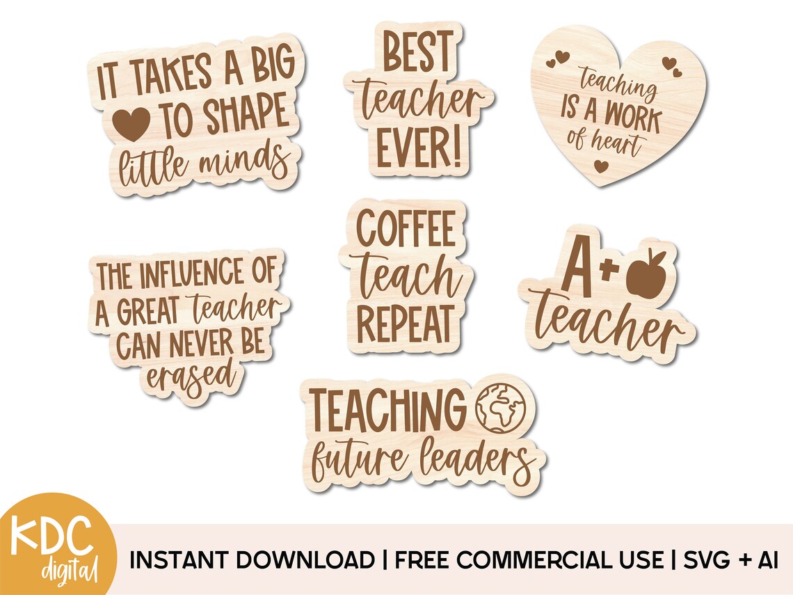 Teacher Magnet Bundle Laser File Teacher Magnet SVG Teacher - Etsy