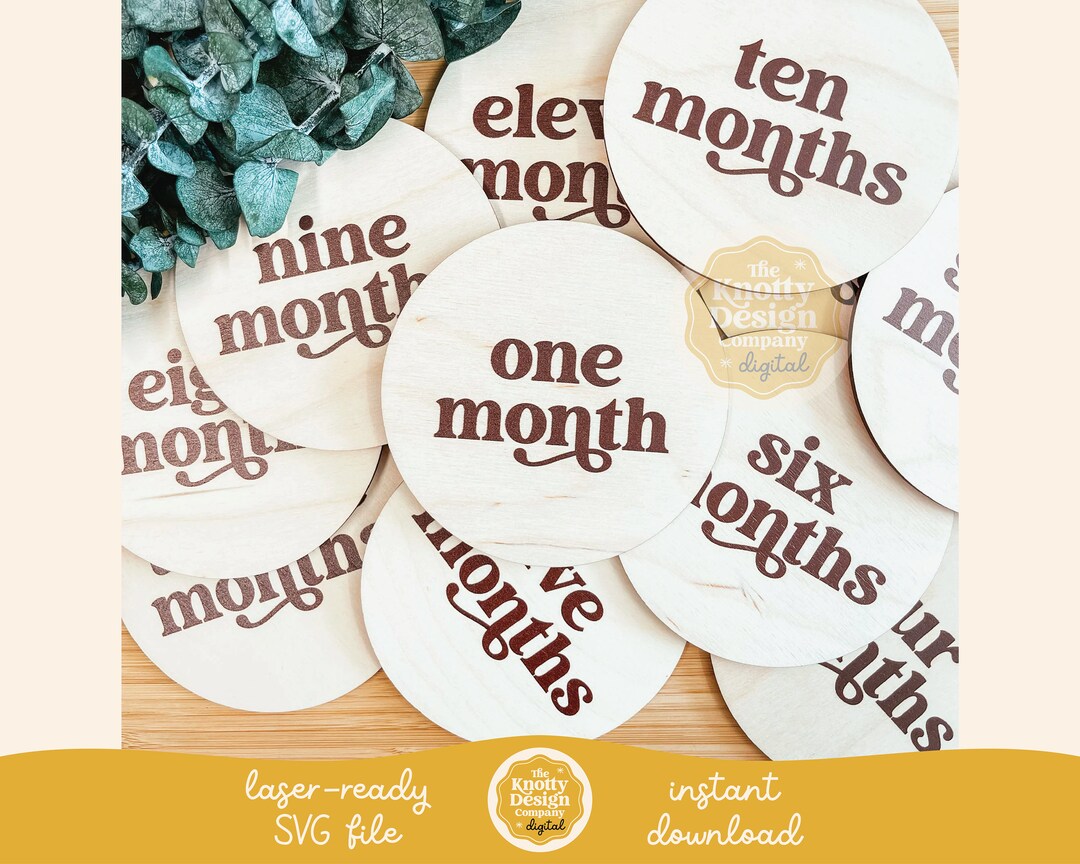 Retro Font Milestone Set SVG File, Baby Milestone Set SVG, Baby Monthly ...
