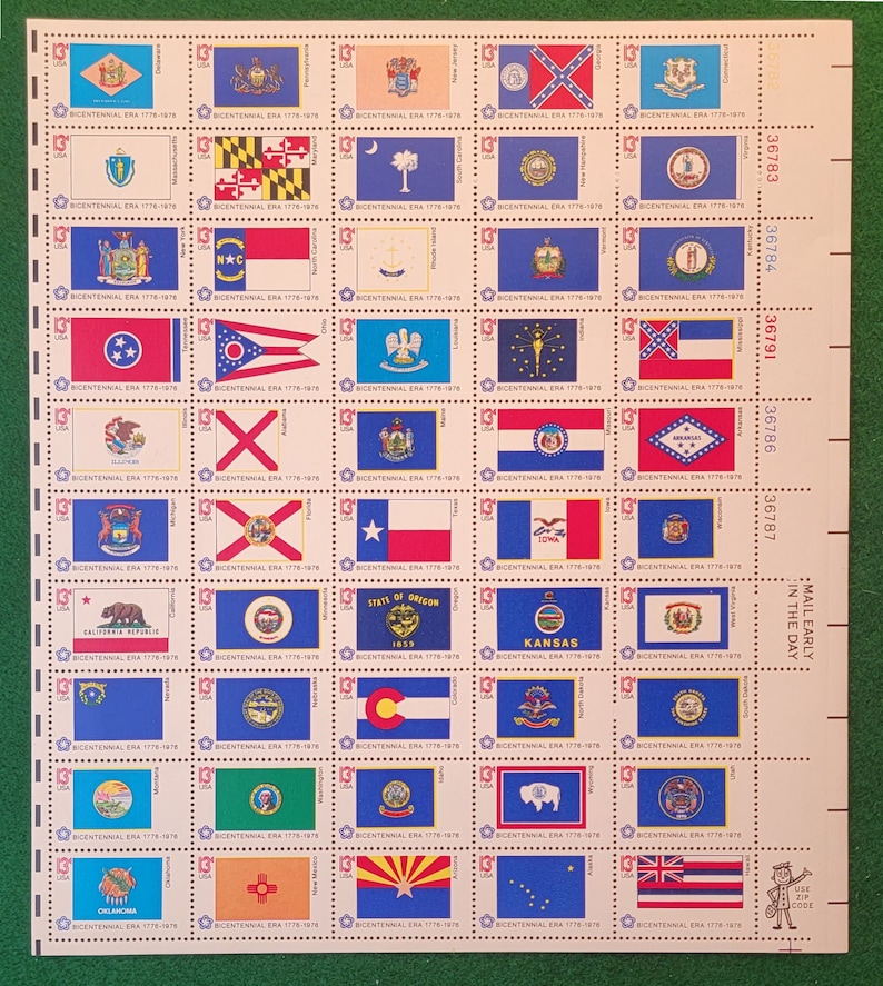Full Sheet of 1976 Bicentennial State Flags - Etsy