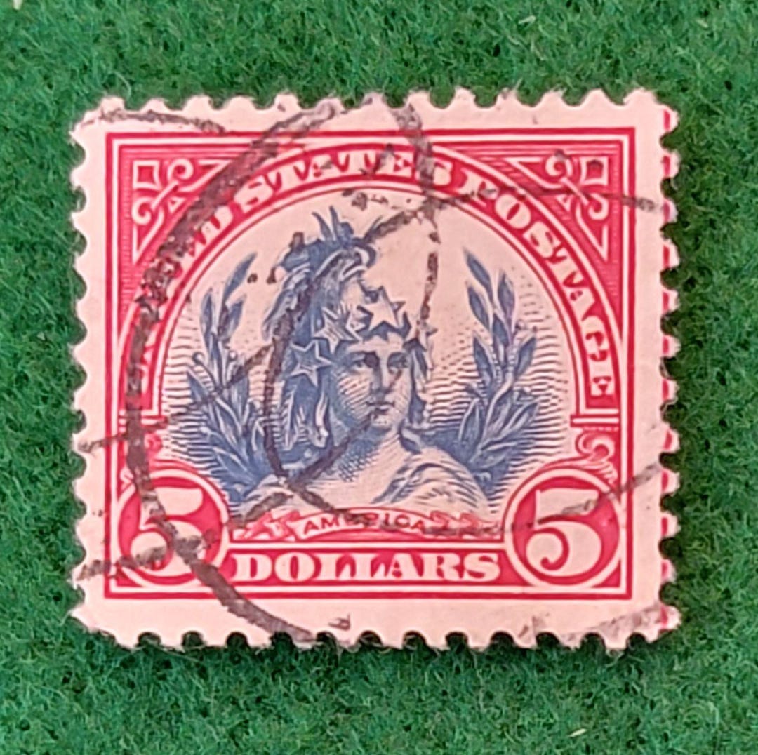 100 Year Old 5 Dollar US Stamp - Etsy