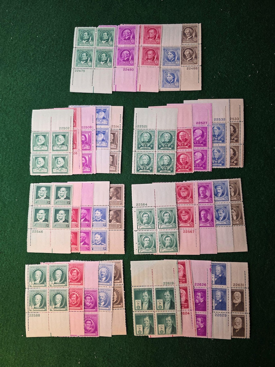 Vintage 1940's Famous Americans Plate Block Set of US Stamps - Etsy