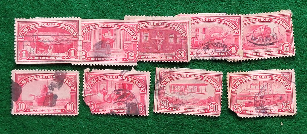Vintage Set of 9 - 1912-13 Used Parcel Post Stamps - Etsy