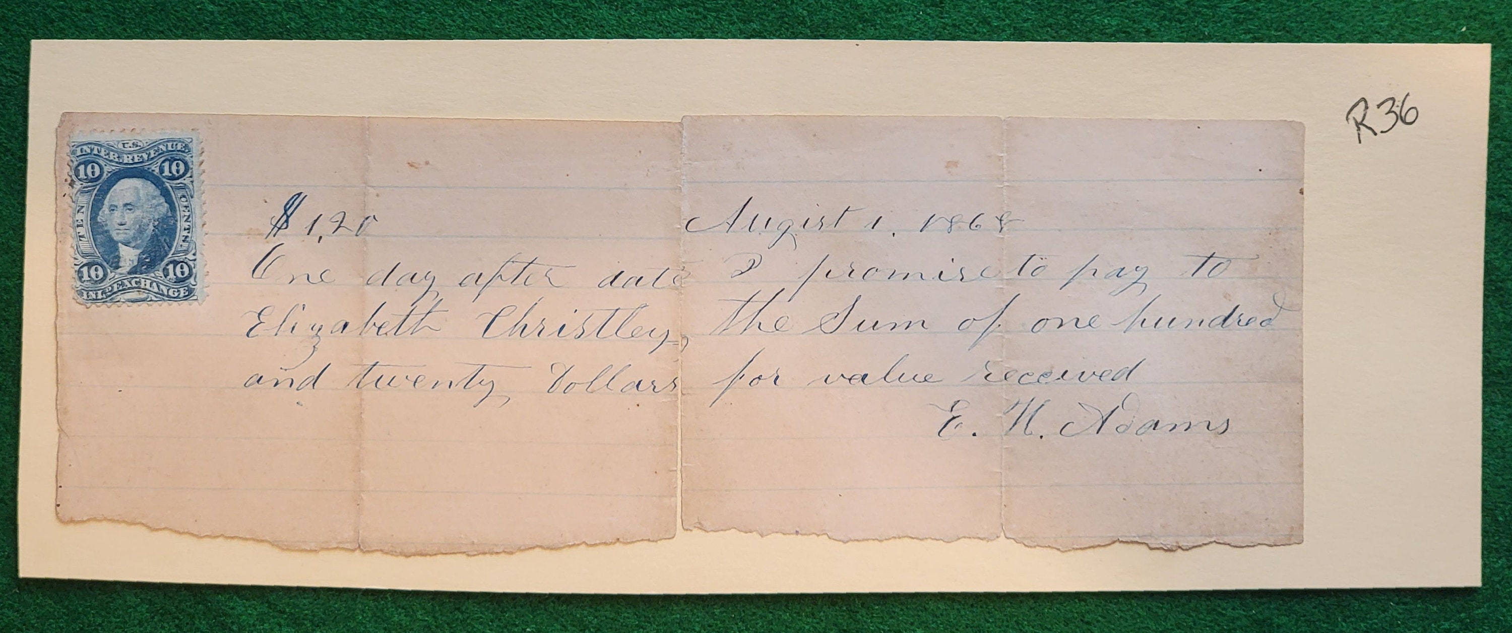 An 1868 Promissory Note With US Revenue Stamp - Etsy
