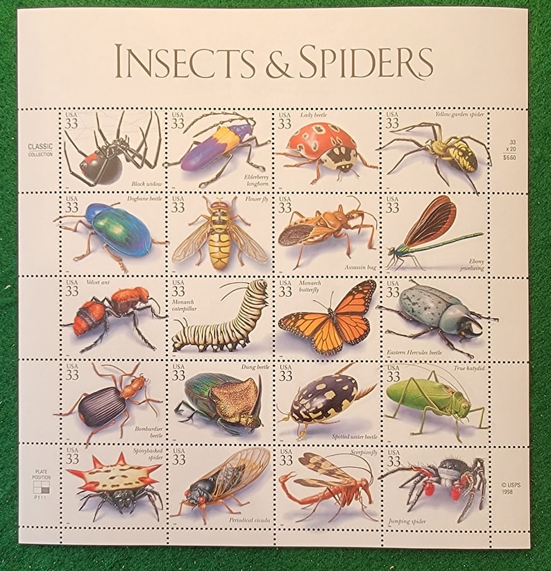 Mint Sheet US Stamps - Insects & Spiders - Etsy
