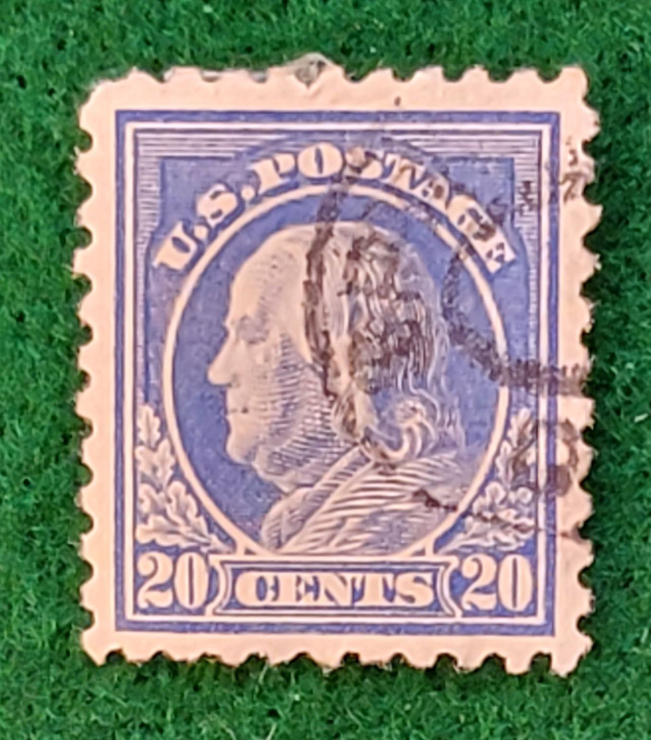 Vintage 1916 Used US Stamp - 20c Franklin; Ultramarine - Etsy
