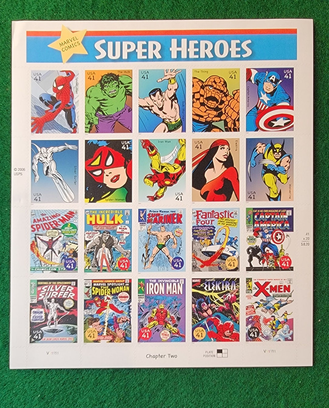 2006 Full Sheet of Super Hero US Stamps - Etsy