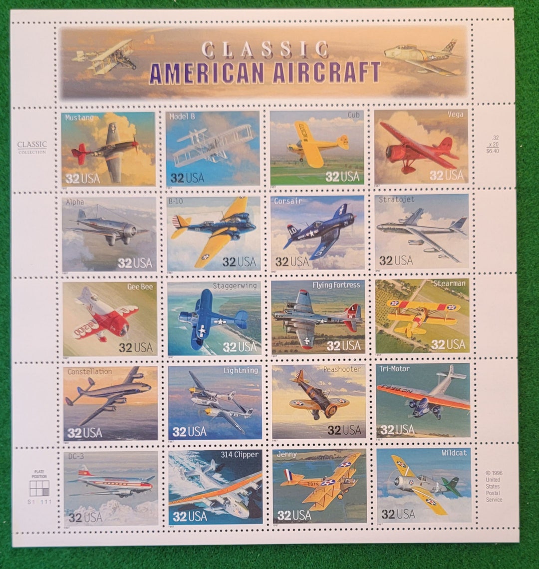 Full Sheet 2005 Classic American Aircraft US Stamps - Etsy