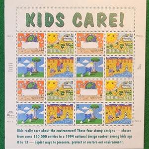 Vintage 1995 US Mint Sheet of Kids Care Stamps - Etsy
