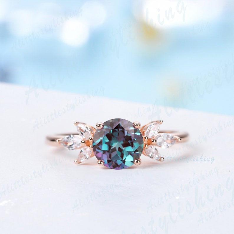 Vintage Alexandrite Engagement Ring Antique Alexandrite Rose | Etsy