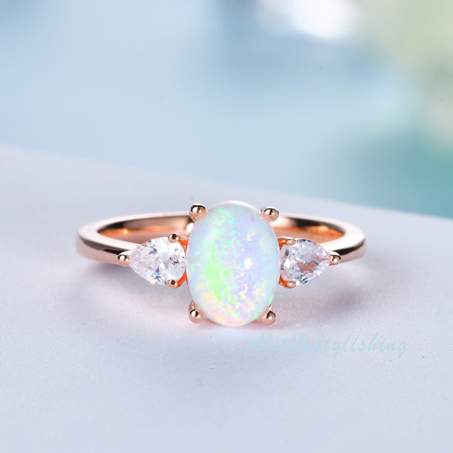 Opal Engagement Ring for Women Opal Ring Sterling Silver - Etsy