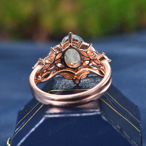 Unique Alexandrite Ruby Wedding Ring Set Rose Gold Bridal Set, Oval ...