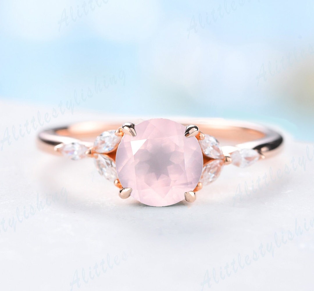 Rose Quartz Promise Ring, Rose Quartz Engagement Ring, Rose Quartz ...
