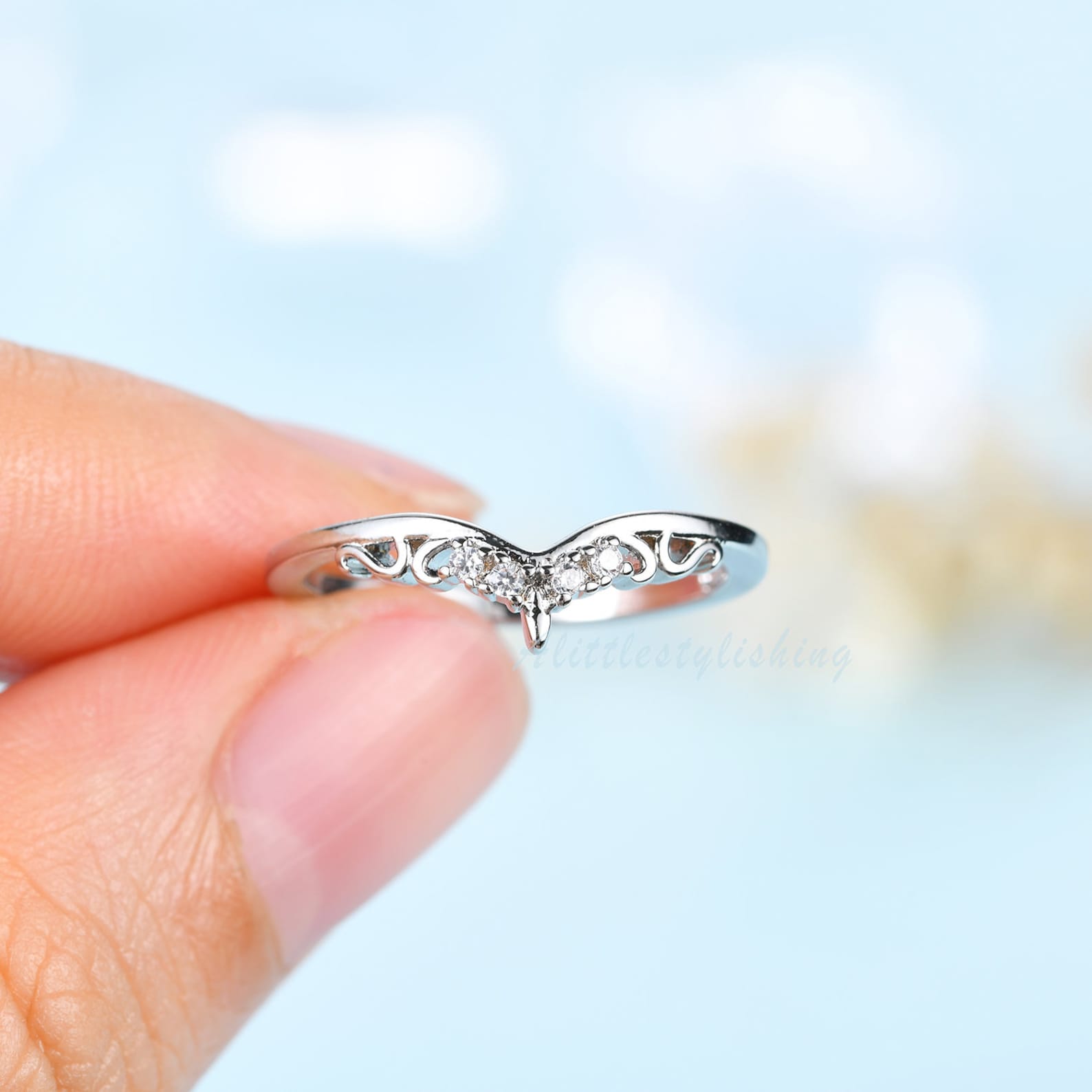 10K White Gold Curve Wedding Band, Woman Wedding Band, Sterling Silver ...
