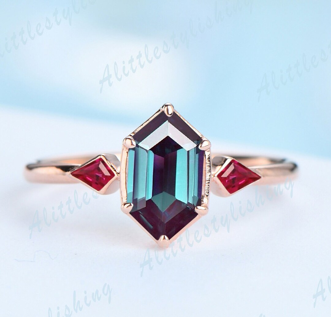 Vintage Alexandrite Ring Anniversary Gift for Her June Birthstone Ring ...