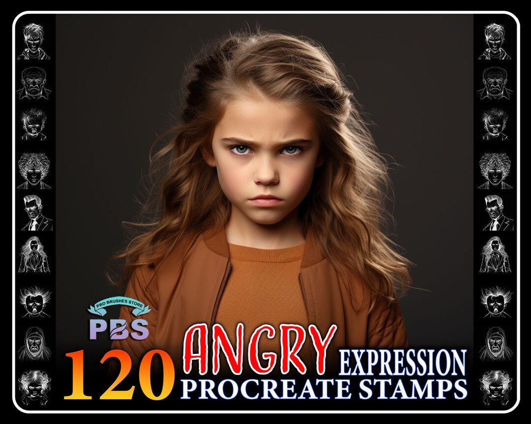 120 Angry Face Expression Procreate Stamps (digital Download) - Etsy