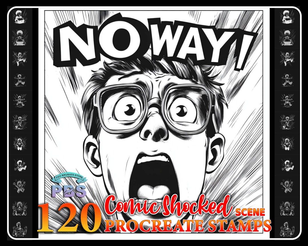 Procreate Comic Shocked Scene Stamps: 120 Expression Brushes (digital ...