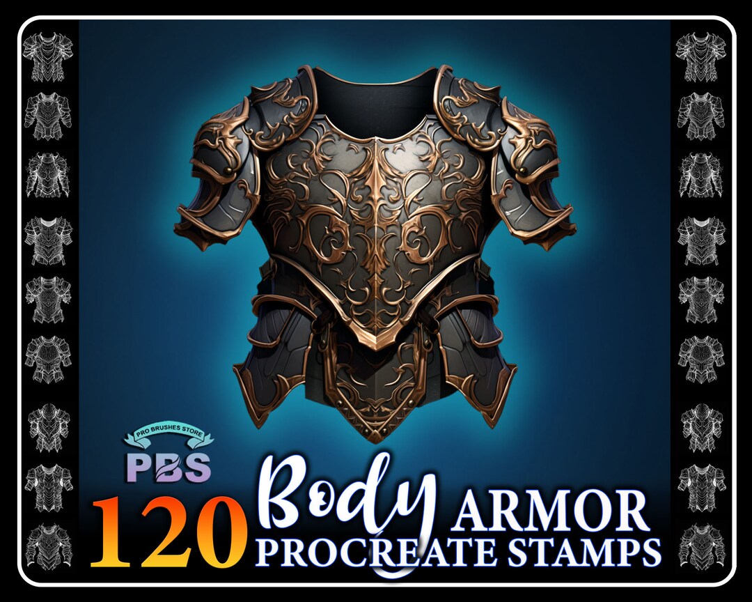 120 Procreate Armor Stamps: Fashion & Body Armor Brush (digital ...