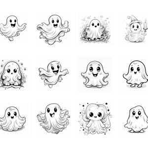 120 Procreate Cute Ghost Stamps, Cute Ghost Stamps for Procreate, Ghost ...