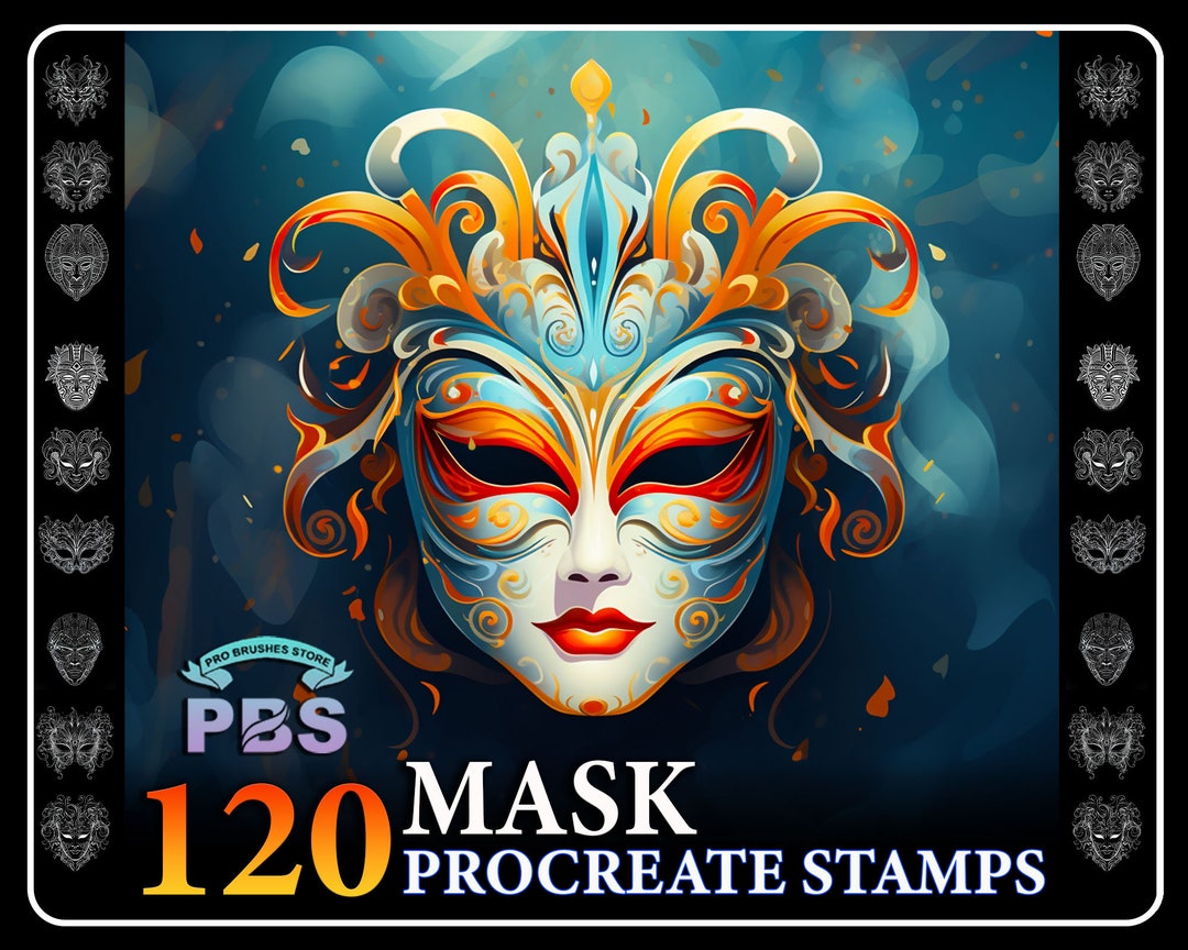 120 Procreate Mask Stamps, Mask Stamp for Procreate, Fashion Procreate ...
