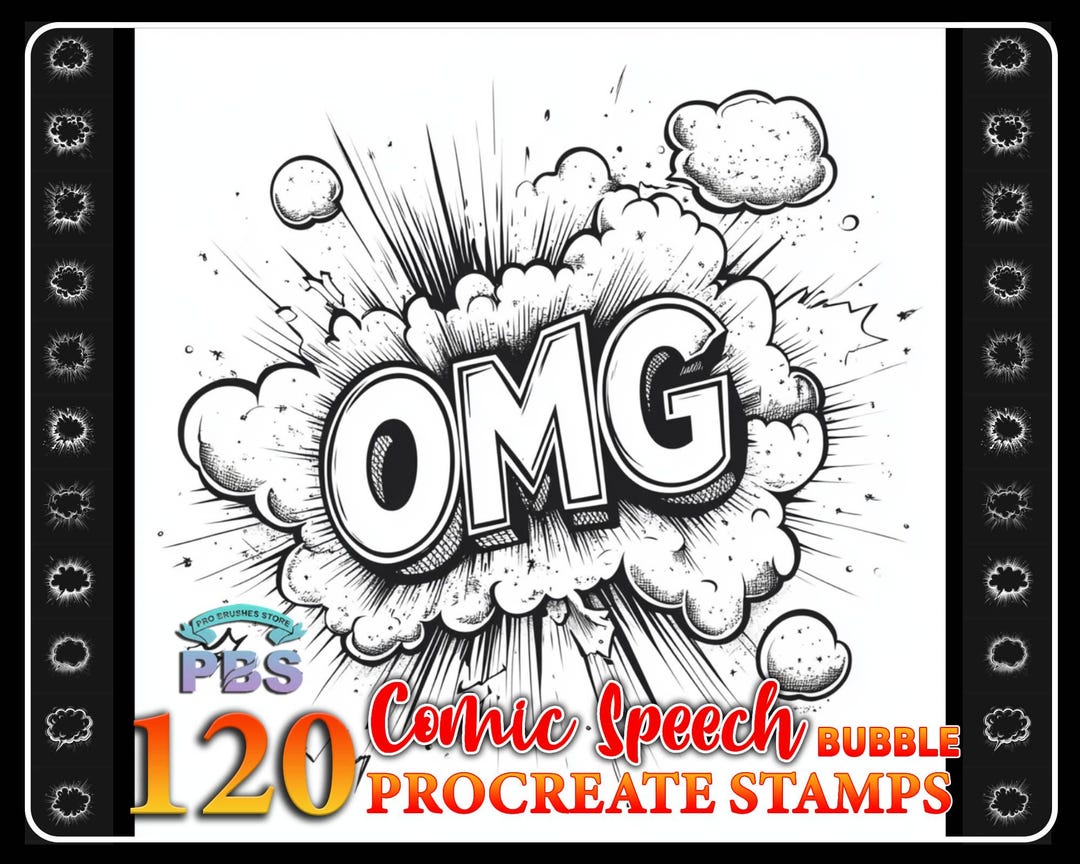 120 Procreate Comic Speech Bubble Stamp, Comic Pop up Bubble Stamp for ...