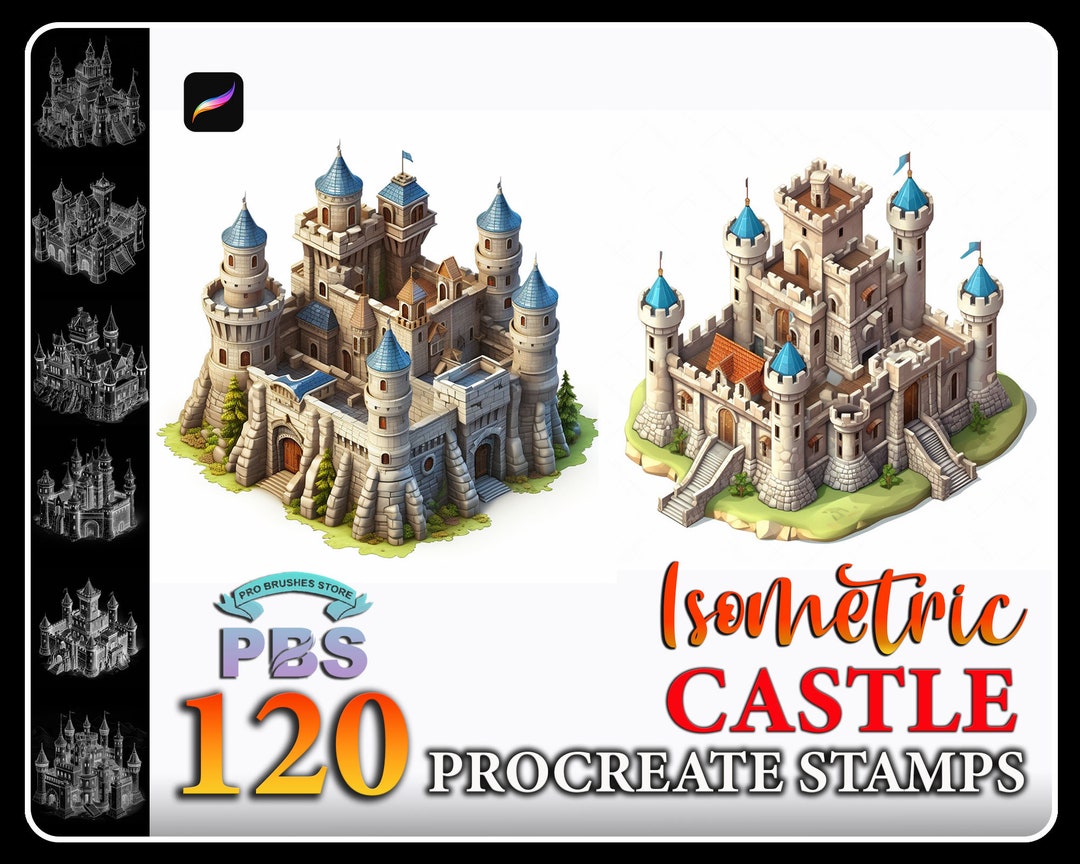 120 Procreate Isometric Castle Stamps, Isometric Castle Stamps for ...