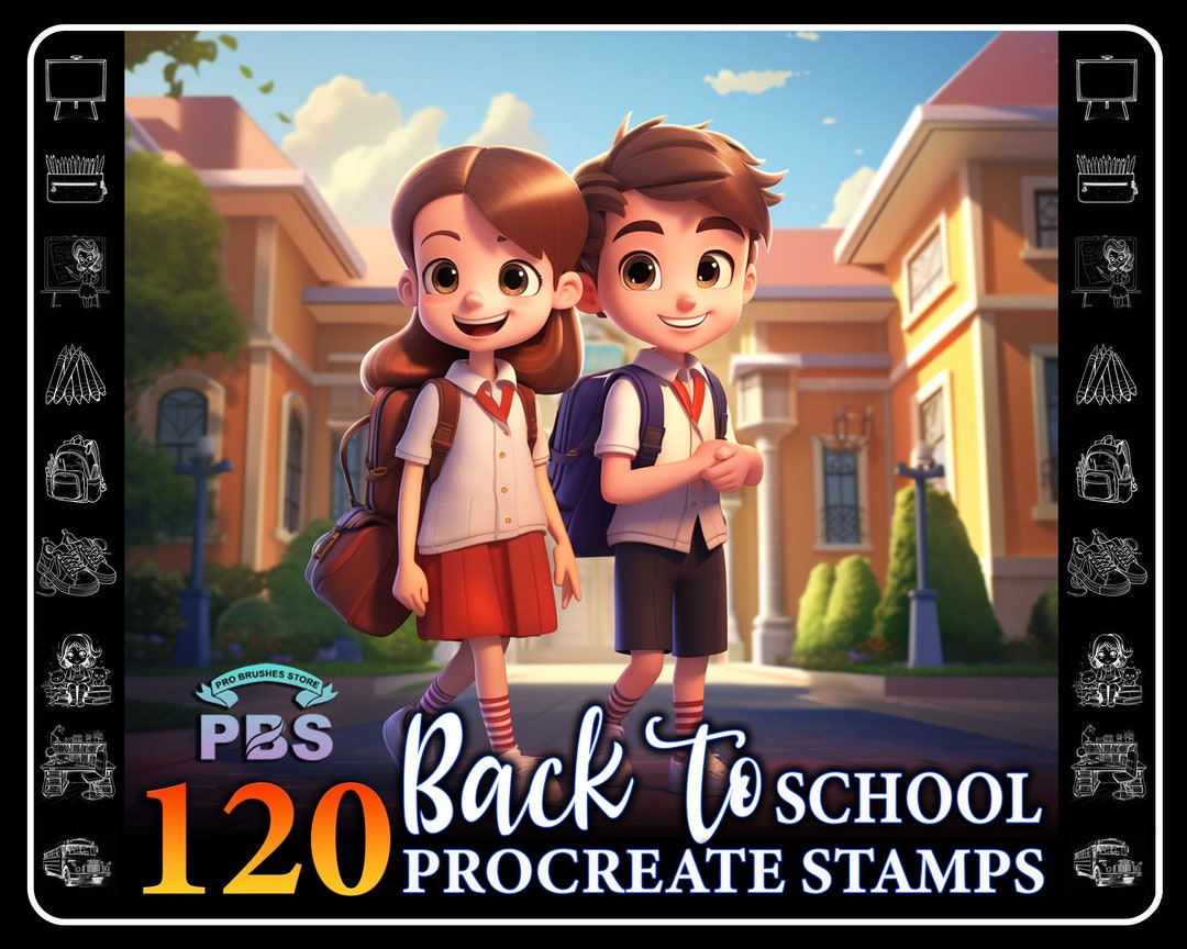 120 Procreate Back to School Stamps, School Stamps for Procreate ...
