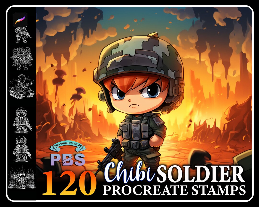 120 Procreate Chibi Soldier Stamps: Character Art (digital Download) - Etsy