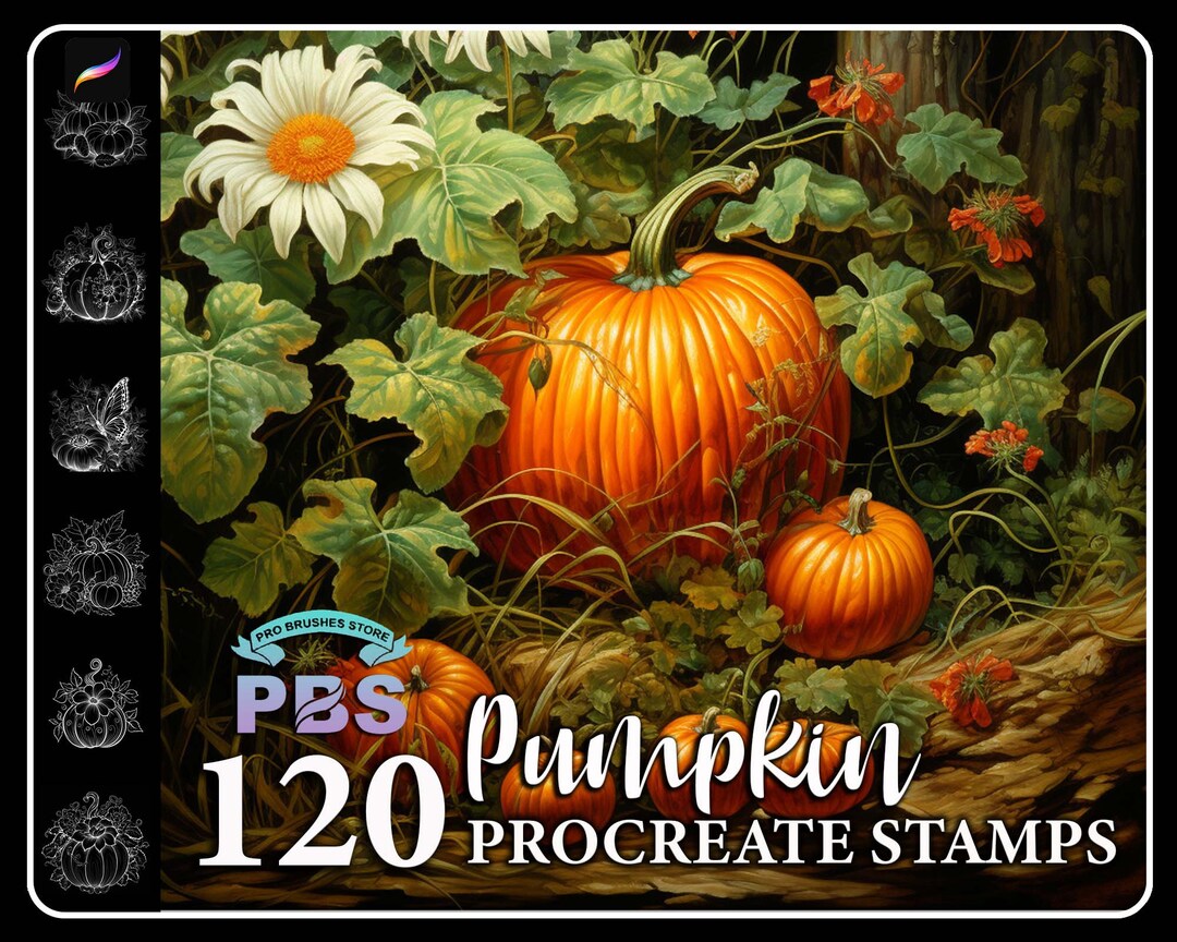 120 Pumpkin Procreate Stamps: Halloween Brush Set (digital Download ...