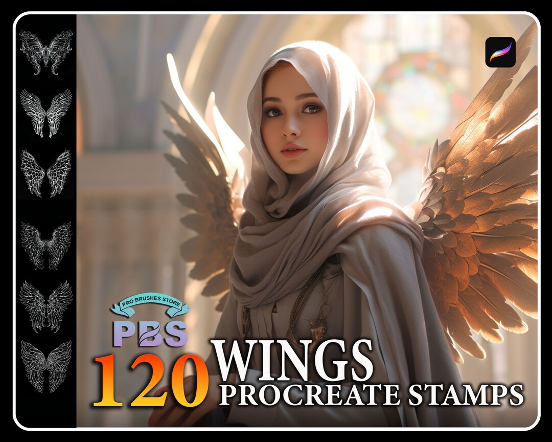 120 Procreate Wings Stamps, Wings Stamps for Procreate, Wings Brushes ...