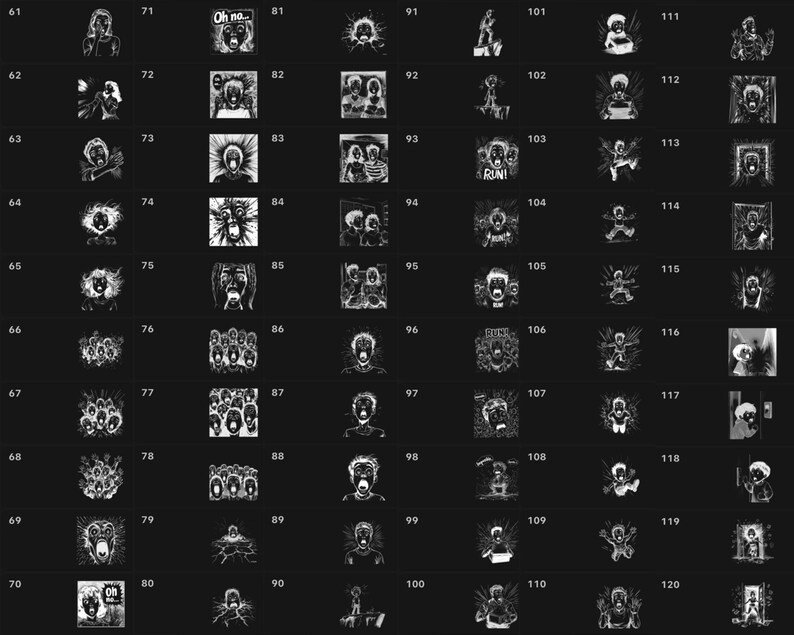 Procreate Comic Shocked Scene Stamps: 120 Expression Brushes (digital ...