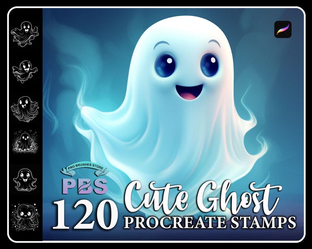 120 Procreate Cute Ghost Stamps, Cute Ghost Stamps for Procreate, Ghost ...