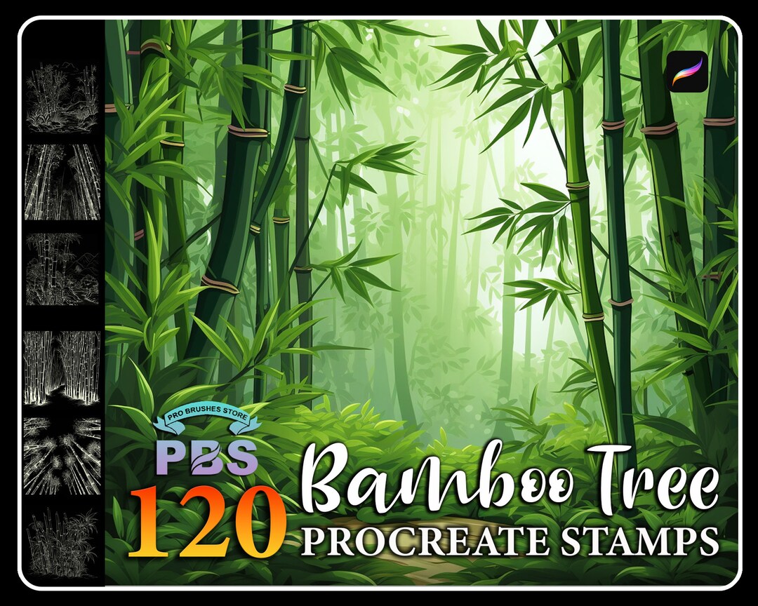 120 Bamboo Forest Procreate Stamps (digital Download) - Etsy