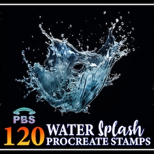 120 Procreate Water Splash Stamps, Realistic Water Splash Stamps for ...