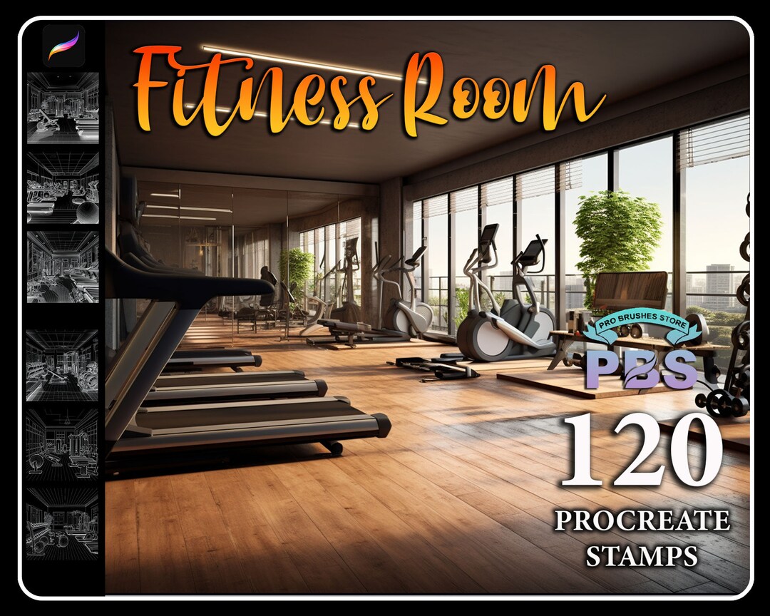 120 Procreate Fitness Room Stamps, Fitness Room Stamps for Procreate ...
